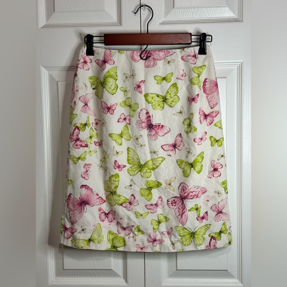 Talbots | Skirts | Talbots Butterfly Print Cotton Silk Blend Skirt ...